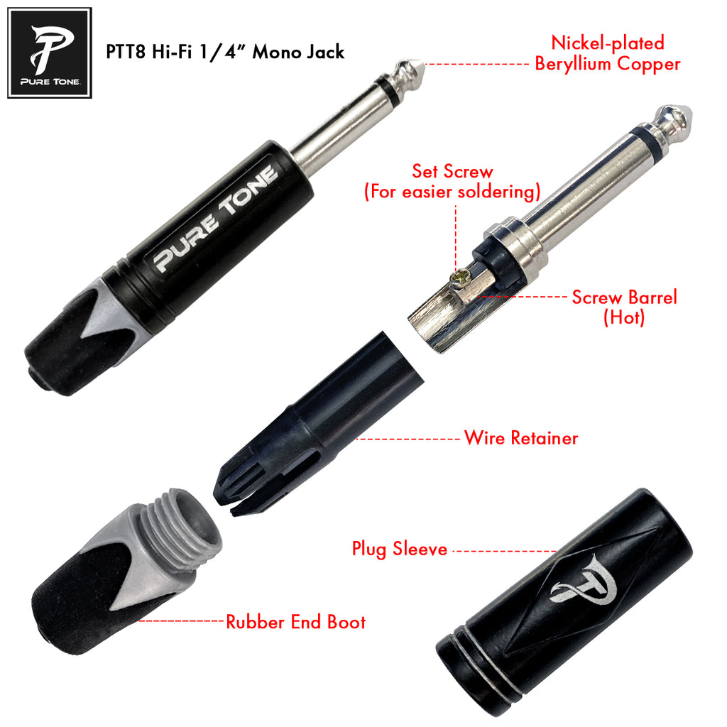Pure Tone PTT8 Hi-Fi 1/4" Audio Mono Plug – Pure Tone Technologies