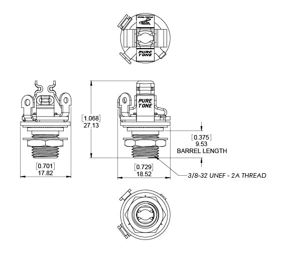 Pure Tone Mono Multi-Contact 1/4" Output Jack - Nickel – Pure Tone ...