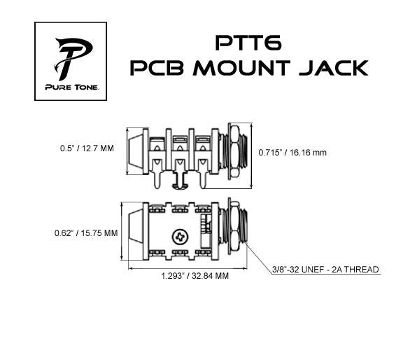 PTT6 Gold PCB-Mount Jacks (Mono/Stereo) – Pure Tone Technologies